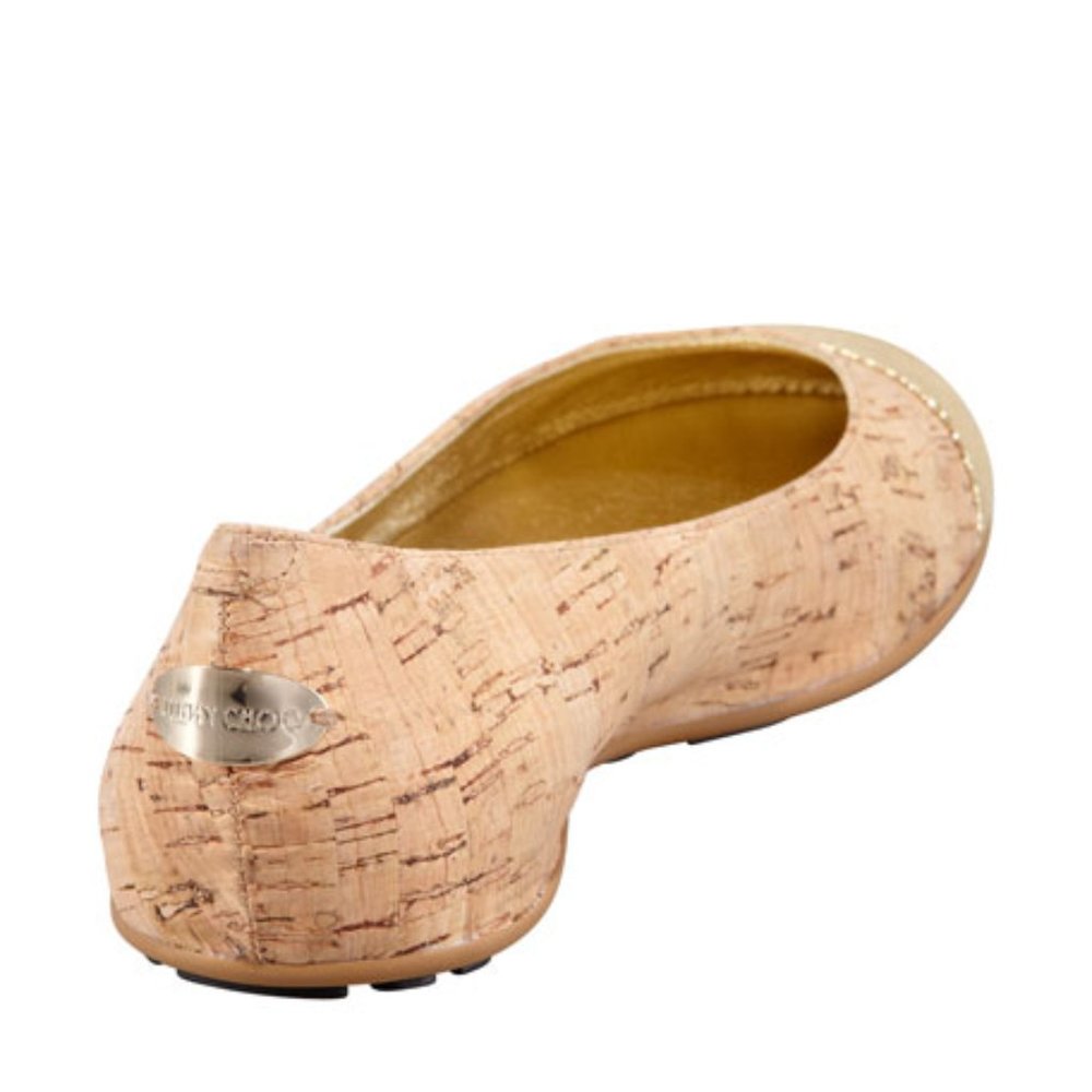 Jimmy Choo Whirl Cork Ballerina Flat, Gold Size 40 - Gem